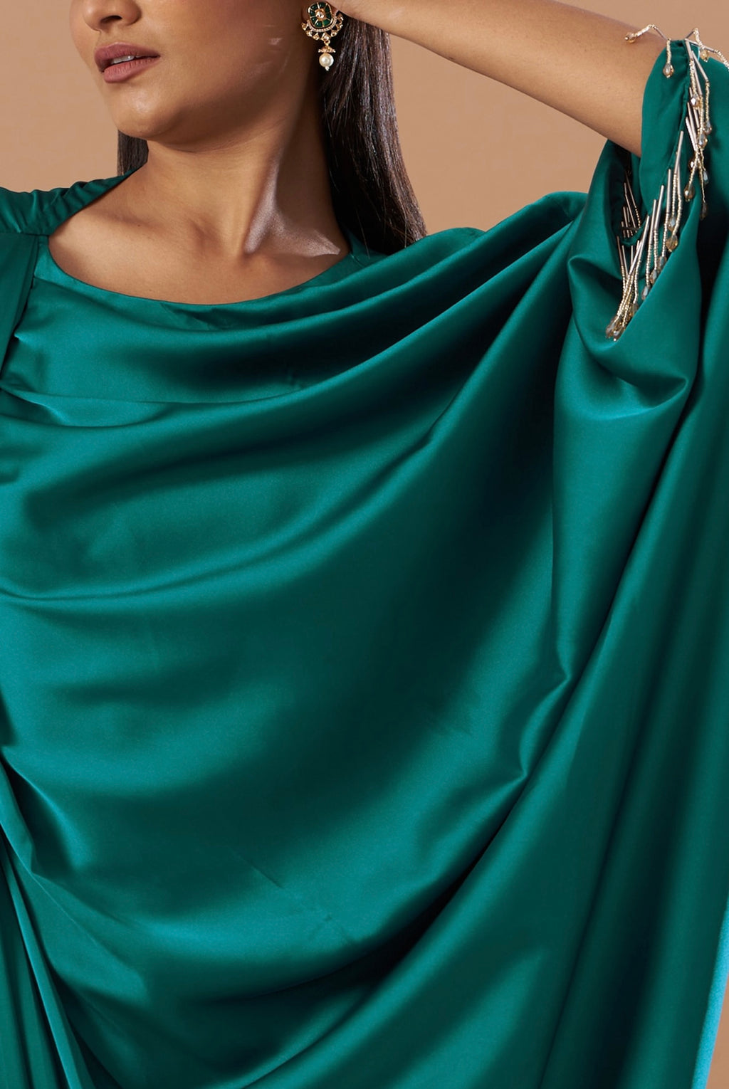 Arabian green draped kaftan dress – Aashima Behl